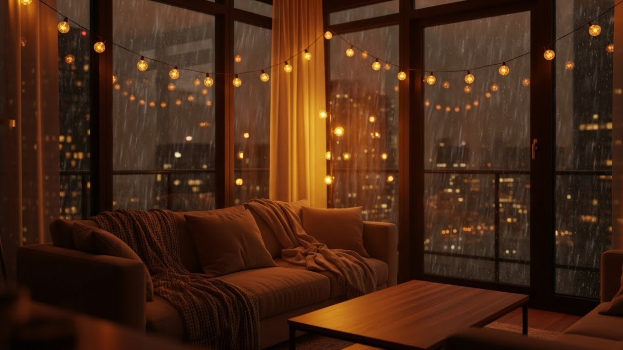 Rainy Day Study Ambience 🌧️ Gentle Rain Sounds in a Cozy Room - YouTube