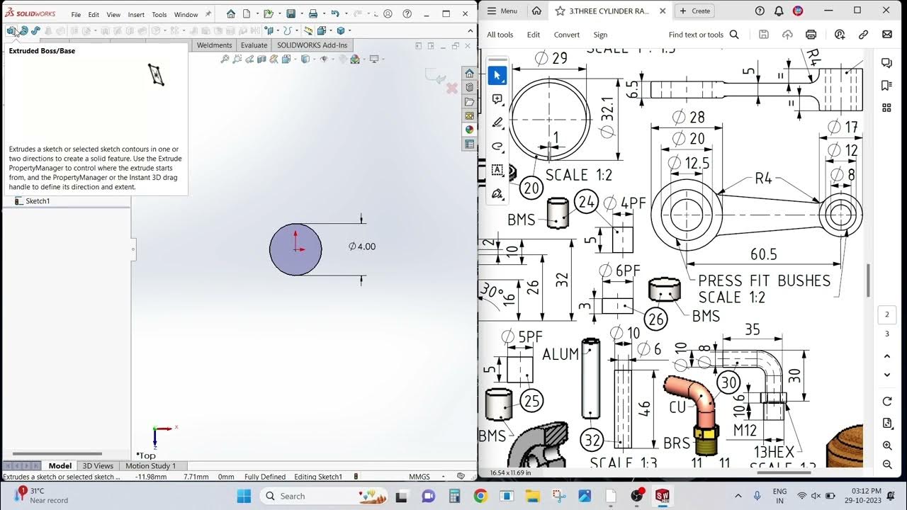 Solidworks Tutorial3d Modelpart 4plugsolidworks 3dmodeling Solidworkstutorial Youtube