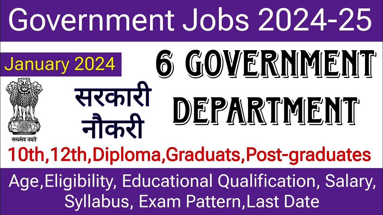 6 Govt. Departments Permanent Posts Vacancies 2024-25 || 10th,12th ...