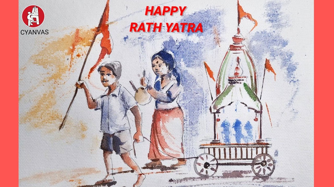 RATH YATRA DRAWING WITH WATER COLOUR/ HOW TO DRAW RATH YATRA ...