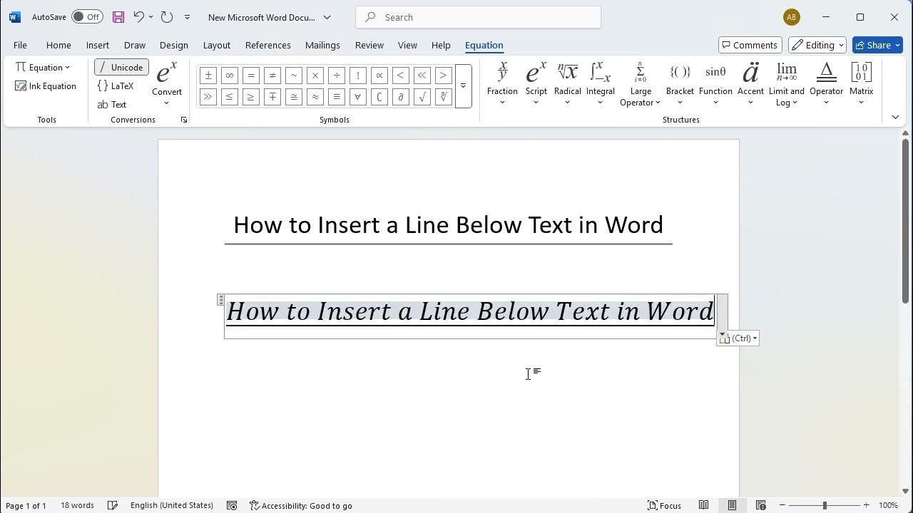 How to Insert a Line Below Text in Word - YouTube