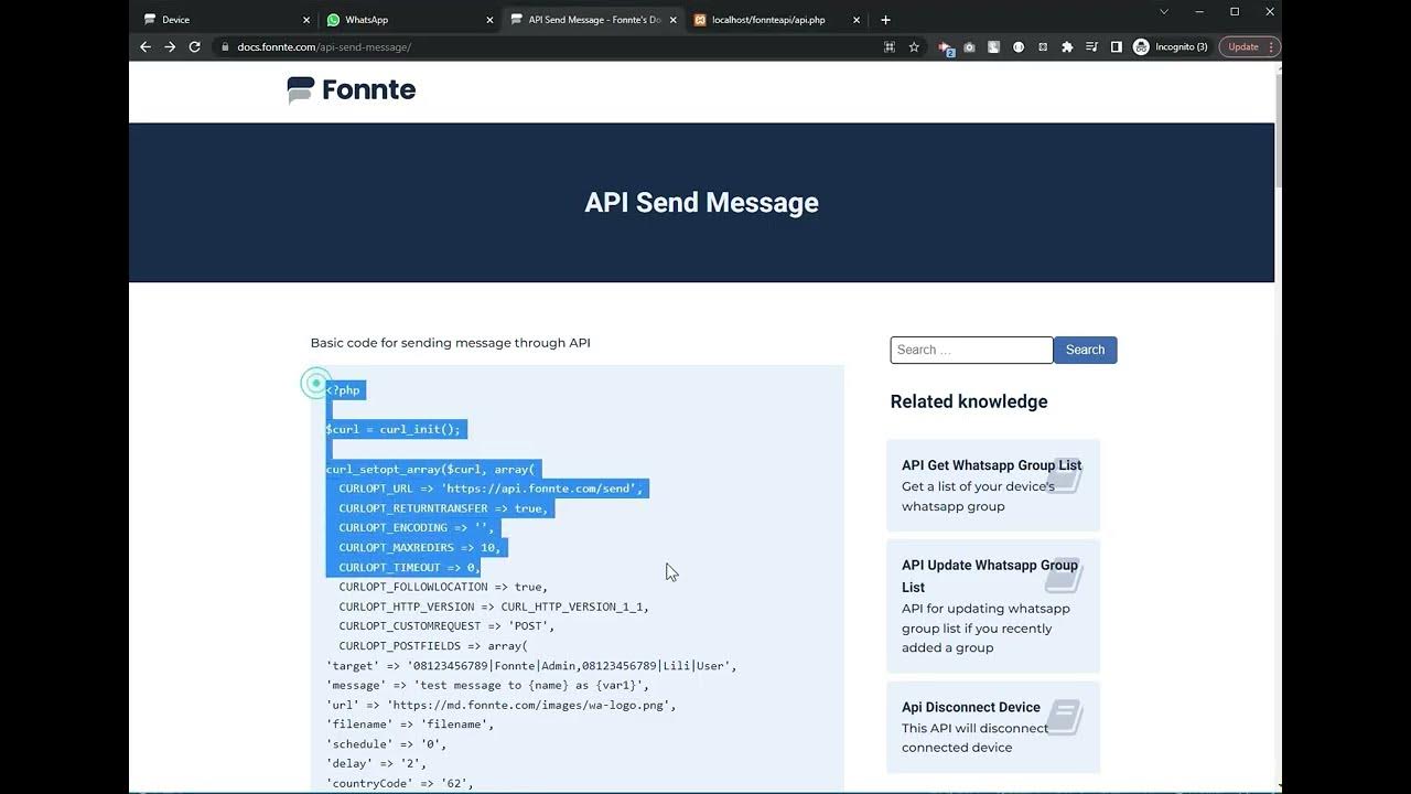 mengirim pesan whatsapp menggunakan API PHP - YouTube