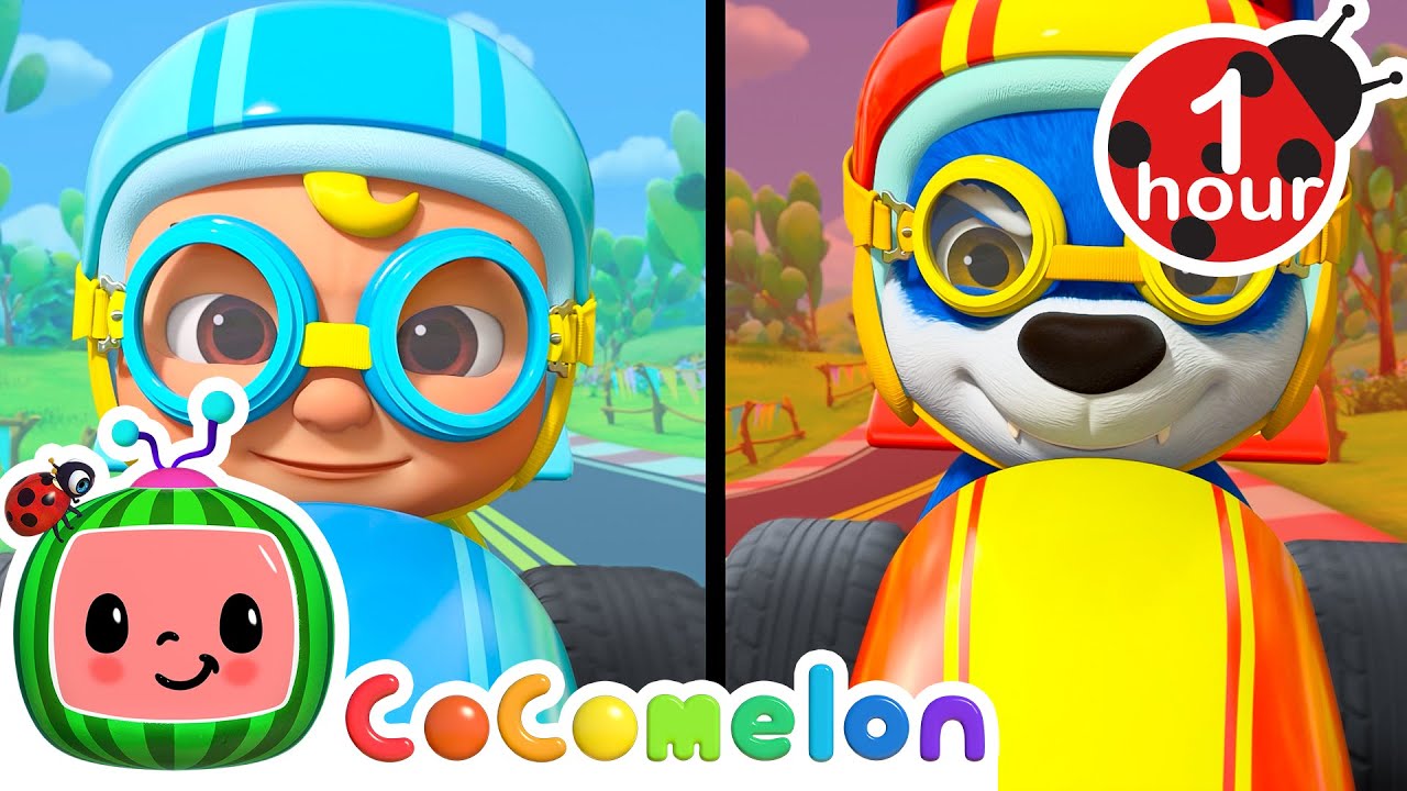 Red and Blue Race Car Song | 1 Hour of Colorful CoComelon Animal Time ...