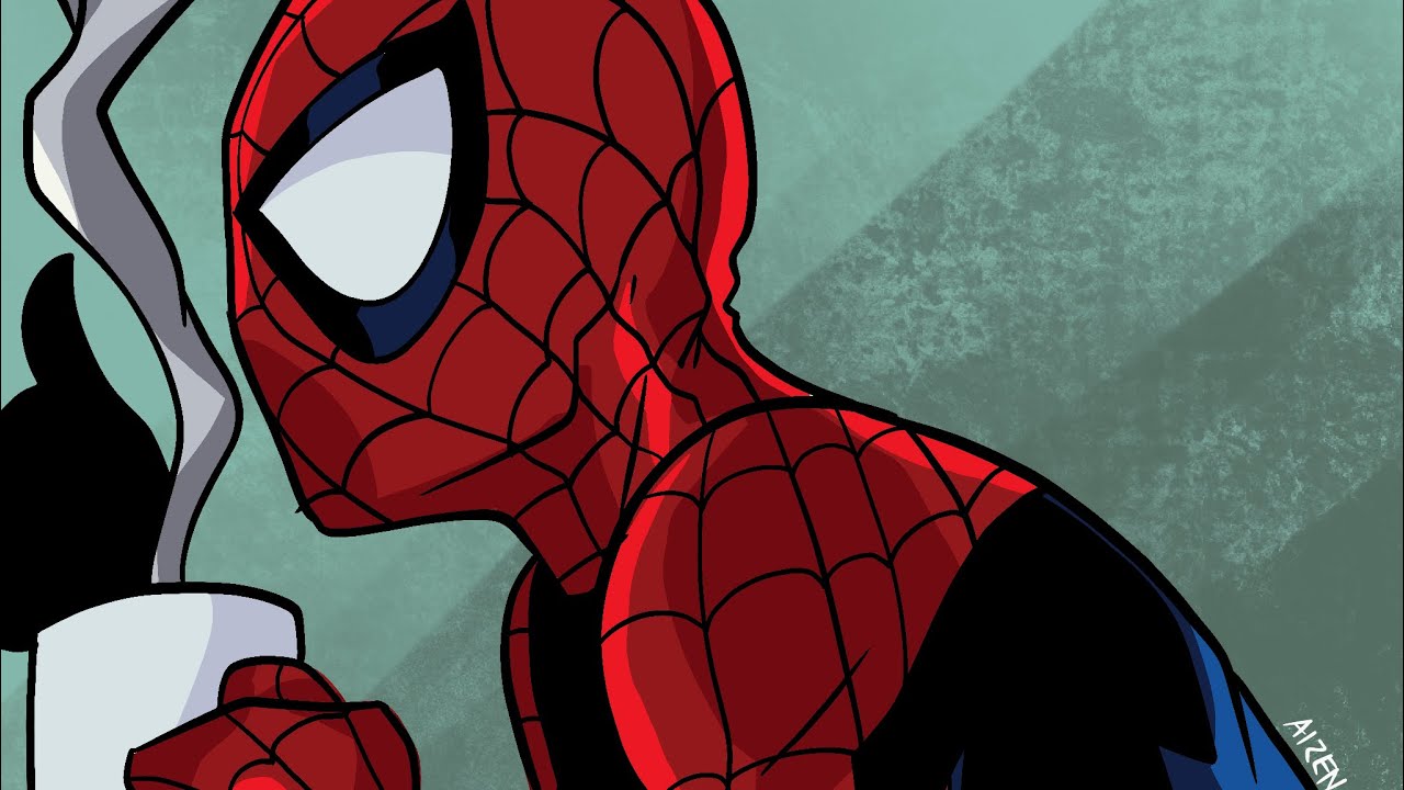 DRAWING SPIDEY DRINKING COFFEE | FULL TIMELAPSE DRAWING - YouTube