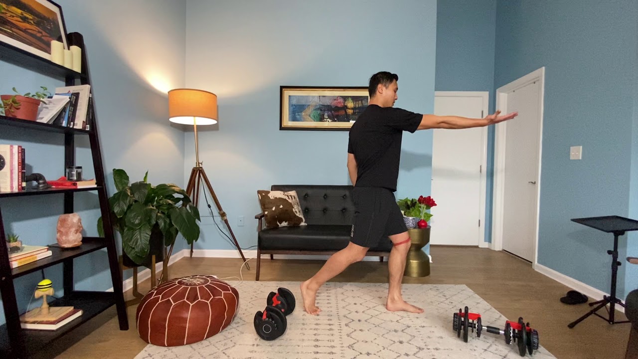 Banded Split Squat with Internal Rotation Bias - YouTube