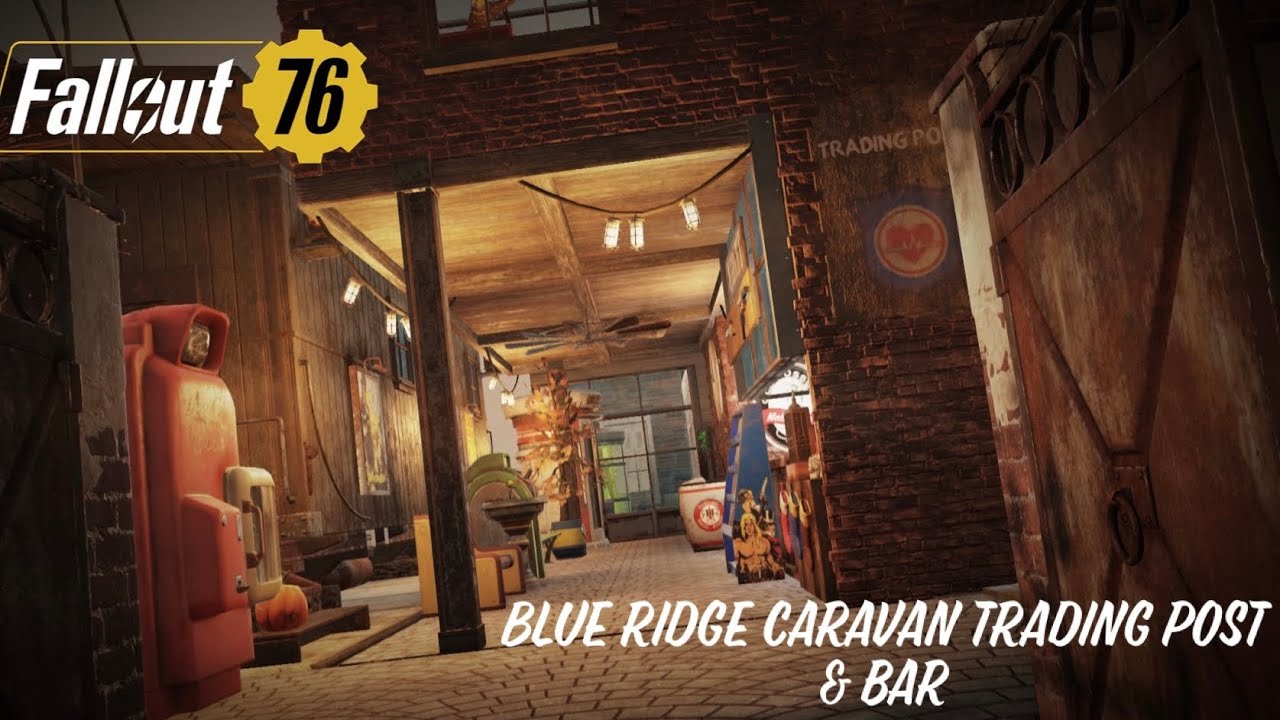 Fallout 76 C.A.M.P build: Blue ridge caravan trading post & bar - YouTube