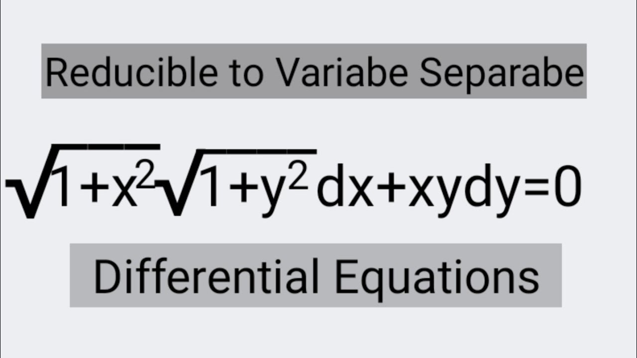 Solve √1+x^2√1+y^2dx+xydy=0 | Reducible to variable separable | Differential Equations |Lec306 ...