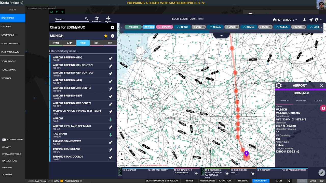 PREPARING A FLIGHT WITH SIMTOOLKITPRO 0.5.7x 1/4 CHARTS (ENGLISH) - YouTube