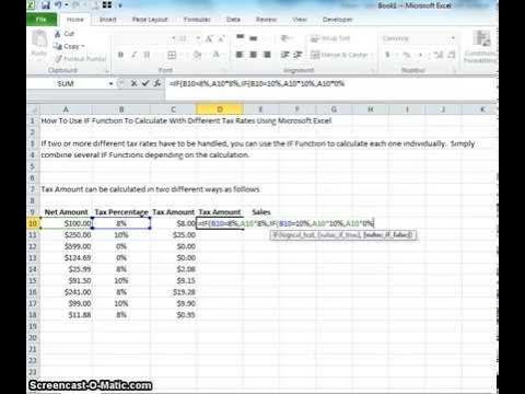 00046 - How To Use IF Function To Calculate With Different Tax Rates ...