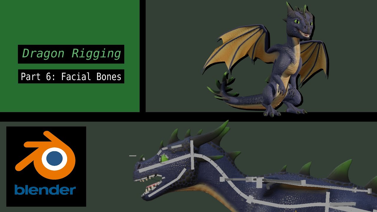 Dragon Rigging Part 6 | Facial Bones | Blender Rigging Tutorial - YouTube