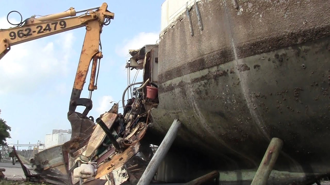 More Demolition of Concrete Boat - YouTube