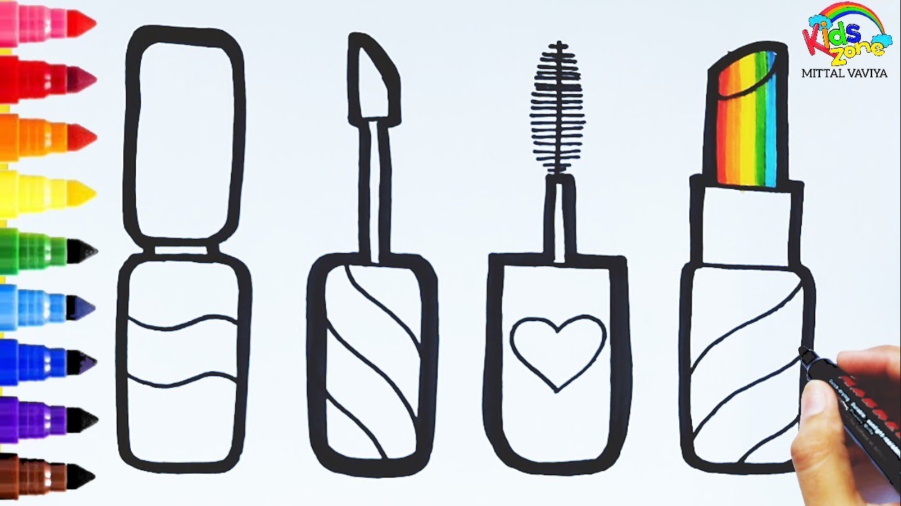 How to Draw Makeup Set Easy Drawing Coloring Painting For Children ...