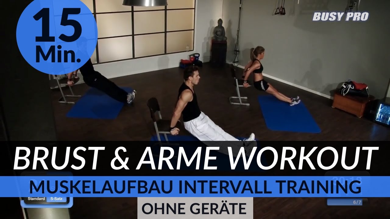 Brust & Arme Workout zum Muskelaufbau (15 Min. ohne Geräte) I ...