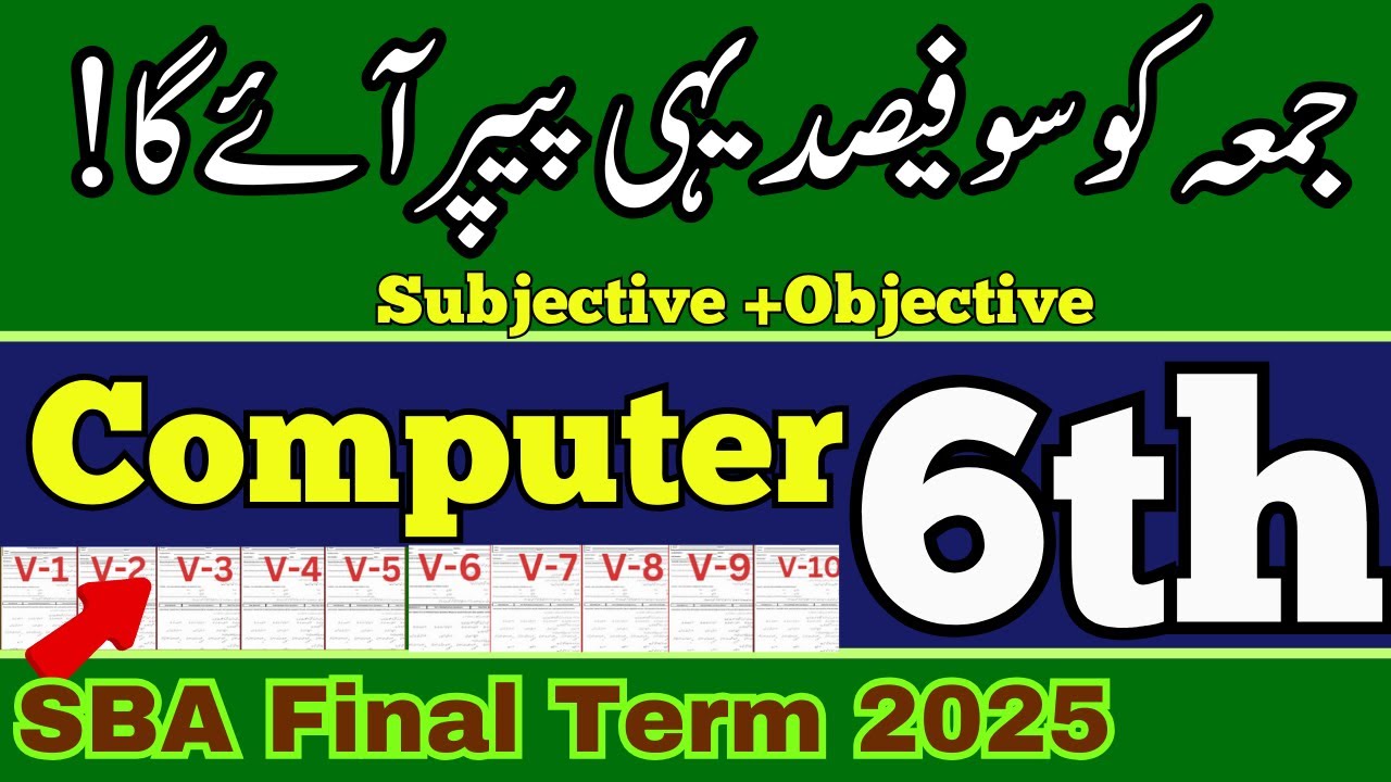Class 6 Computer | Original Paper & 100% Guess Paper | SBA Final Term ...