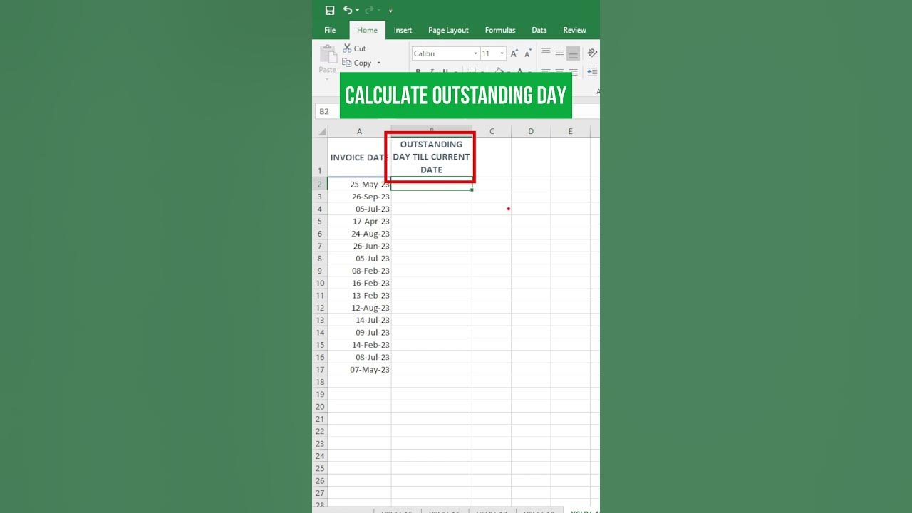 Calculate outstanding days in excel |excel tutorial - YouTube