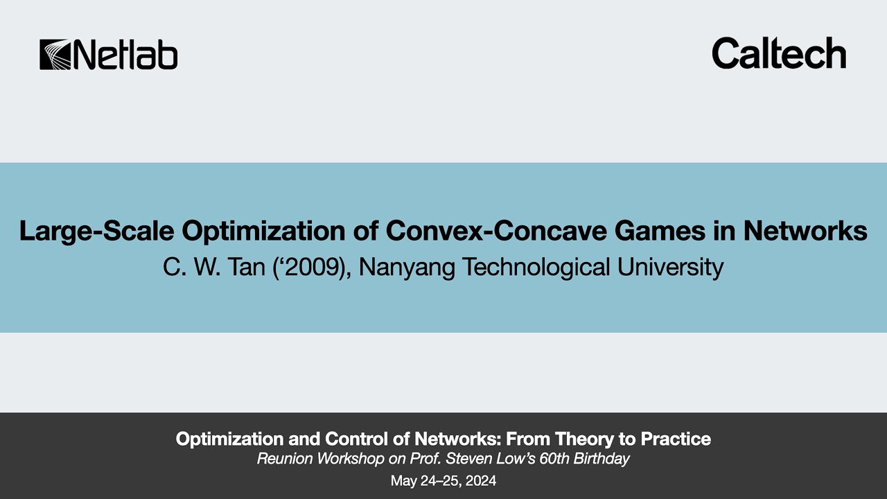 Large-Scale Optimization of Convex-Concave Games in Networks - YouTube
