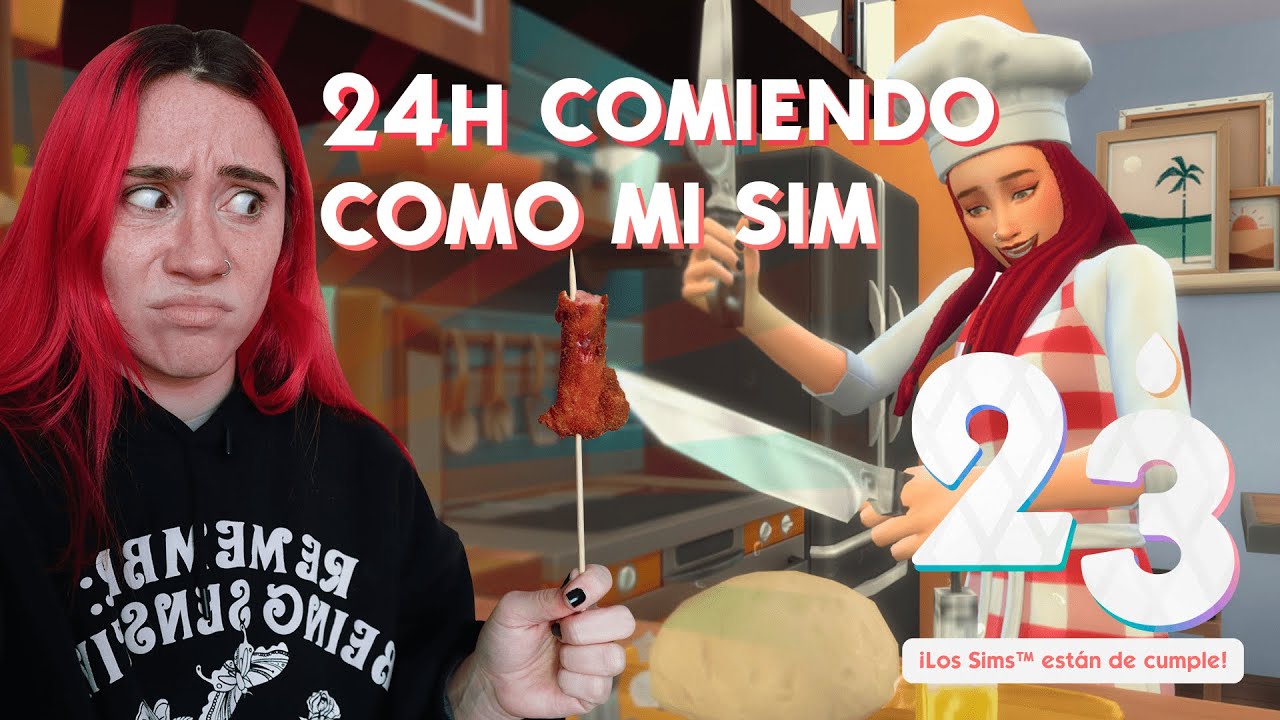 ¡24H COMIENDO COMO MI SIM! 🥪 ESPECIAL 23 Aniversario de Los Sims ...