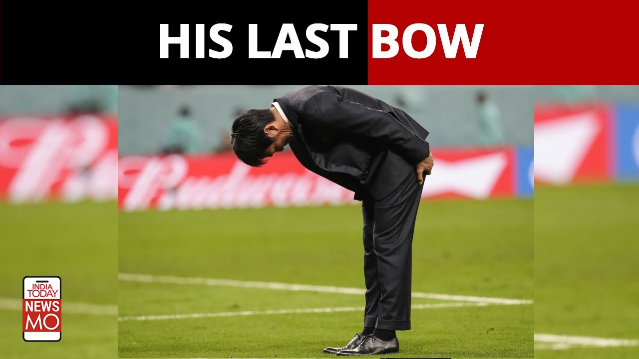 Japan Manager Hajime Moriyasu Bows To Crowd As Team Gets Eliminated ...