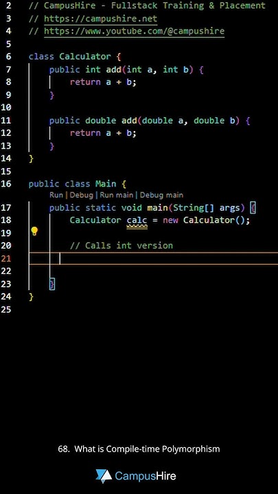 Java IQ #68 - What is compile time polymorphism - YouTube