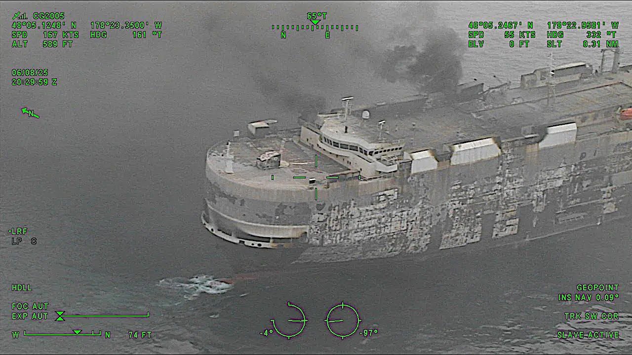 Lithium Fire at Sea: Electric Car Vessel Rescued Off Alaska Coast - YouTube