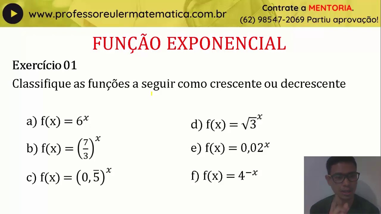 Função Exponencial Classificação Youtube
