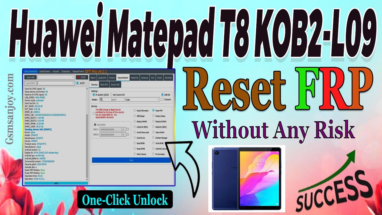 Huawei Matepad T8 KOB2-L09 Reset FRP UNLOCK android 12 One-CLICK BY DFT ...
