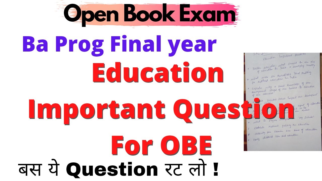 Education Ba Prog Final year Important Question For OBE || Education ...