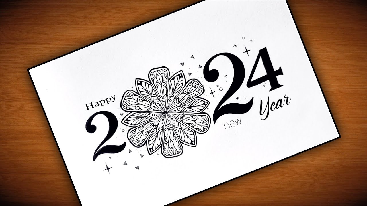 2024 Mandala art easy / Simple Happy New year drawing/New Year Mandala ...