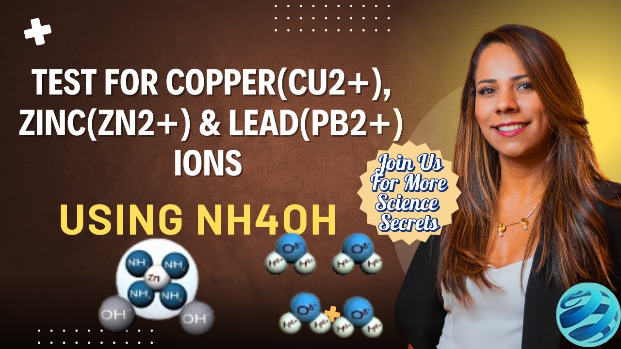 TEST FOR COPPER(Cu2+), ZINC(Zn2+) & LEAD(Pb2+) ions using NH4OH sol. (3 ...