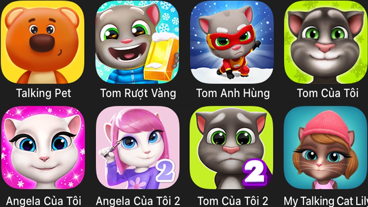 Talking Tom,Angela,Talking Pet,My talking Cat Lily,Talking Tom 2, - YouTube
