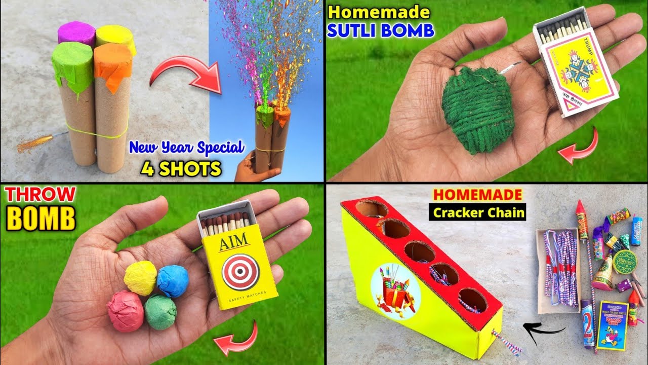 4 best cracker making , how to make colourfull skyshot at home , easy ...