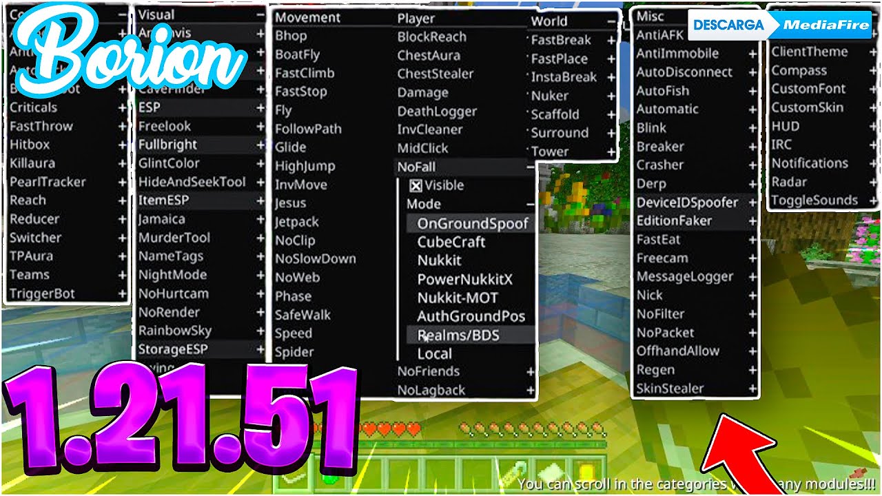 💙 !NUEVO BORION ACTUALIZADO 1.21.51 (Kill Aura, Fly, Hitbox expand y ...