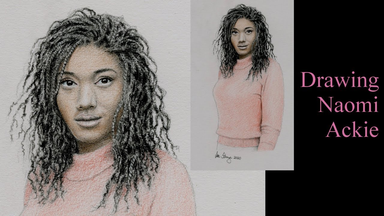 How to draw Naomi Ackie with pencils and crayons - YouTube