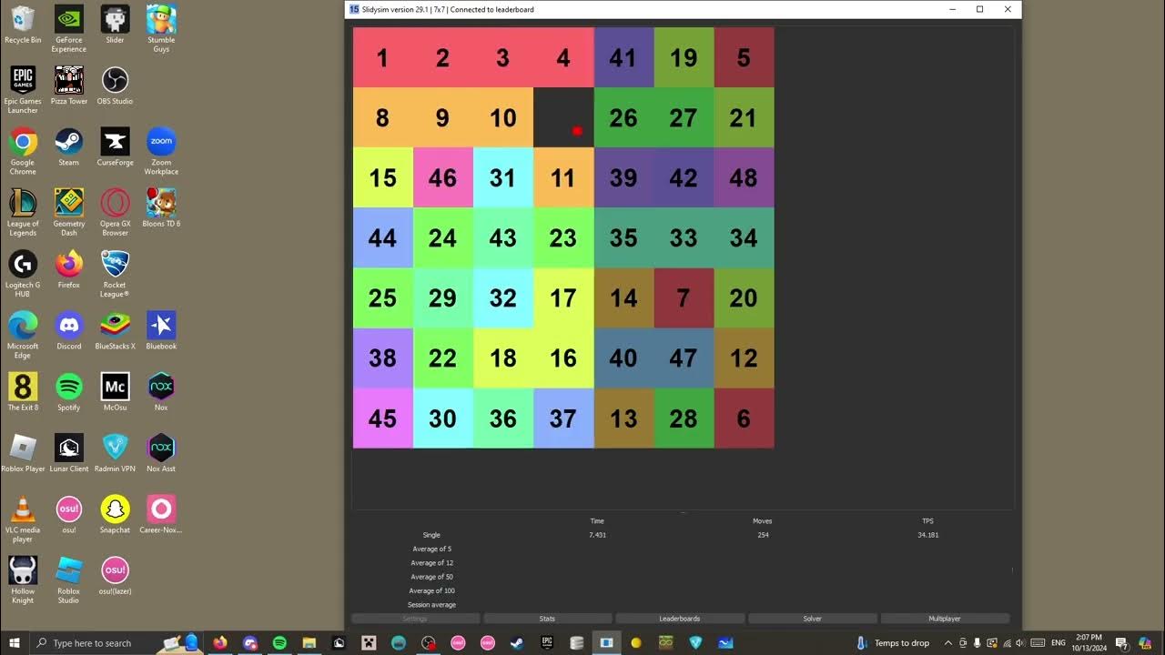 7x7 Sliding Puzzle in 19.148 [PB] - YouTube