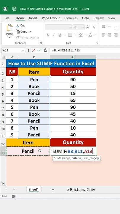 SUMIF Formula in excel | advanced excel tutorial #excel #exceltips #exceltutorial - YouTube