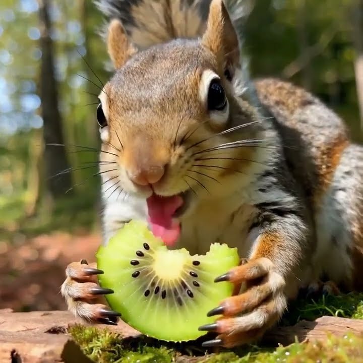 Adorable Forest Friend Enjoys Kiwi Crunch | ASMR Animal Snack Time ...