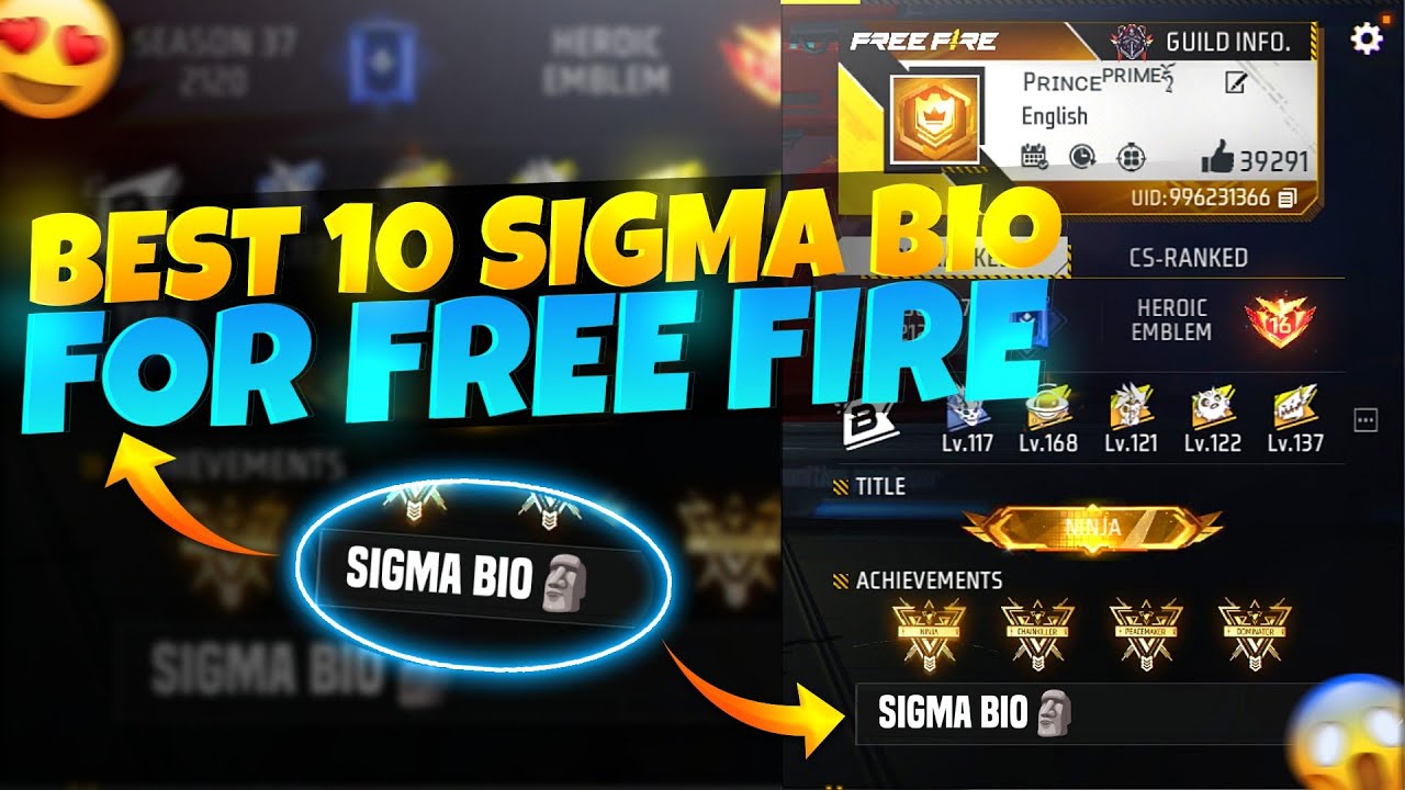 Top 10 Sigma🗿Bio For Free Fire | Best Free Fire Bio In 2024 😱 | Garena ...