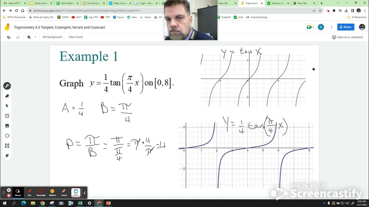 Trigonometry 4.3 Graphing Tangent, Cotangent, Secant and Cosecant Examples 1-6 - YouTube