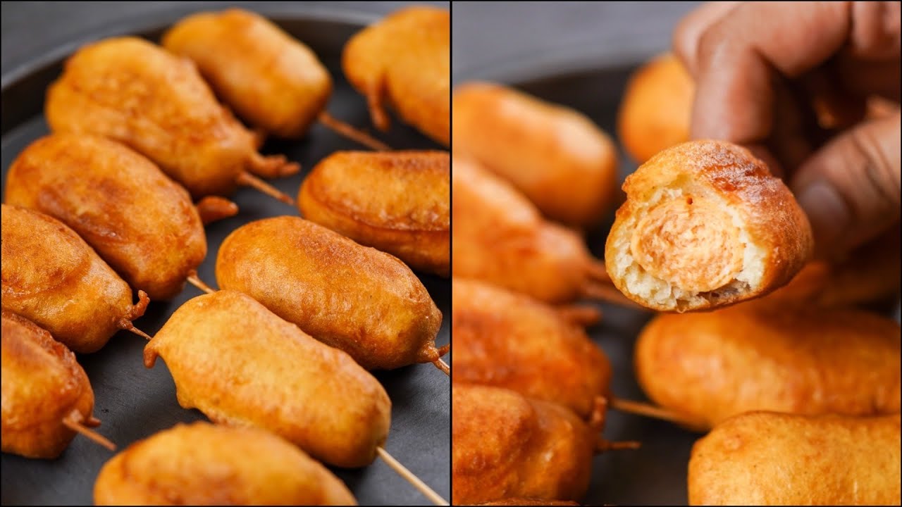 CRISPY MINI FRIED SAUSAGE RECIPE | CORN DOG RECIPE | SAUSAGE SNACKS ...