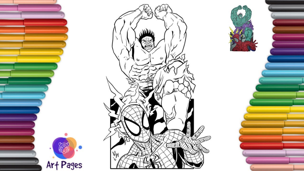 Spiderman VS Hulk Coloring Page / Spiderman Coloring Page / Hulk ...