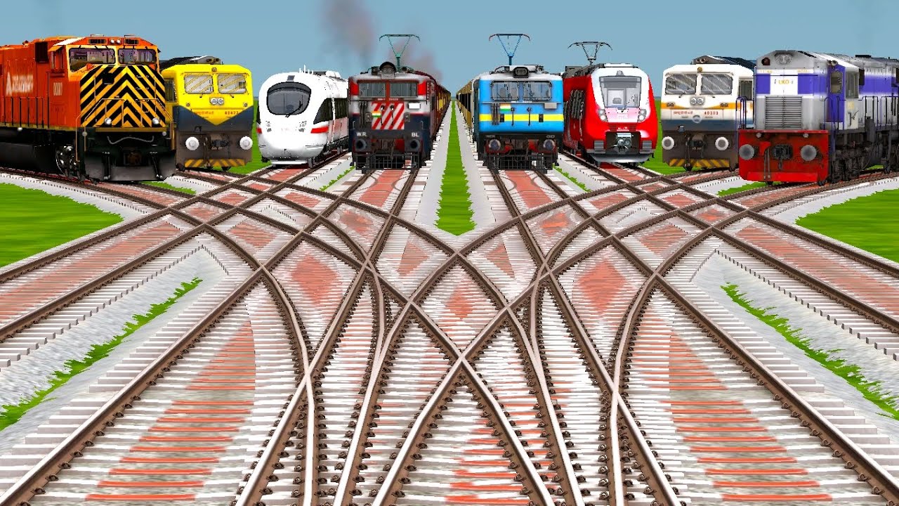 8️⃣ INDIAN TRAINS RUNNING ON BUMPY CUVERD🔔 ANIMATED RAILROAD TRACKS ...