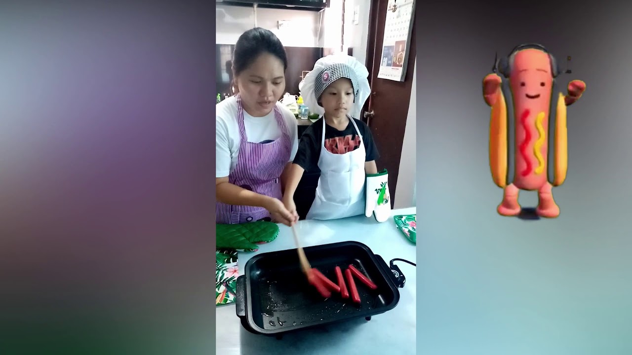 Fun with TG's 1st real cooking experience - YouTube