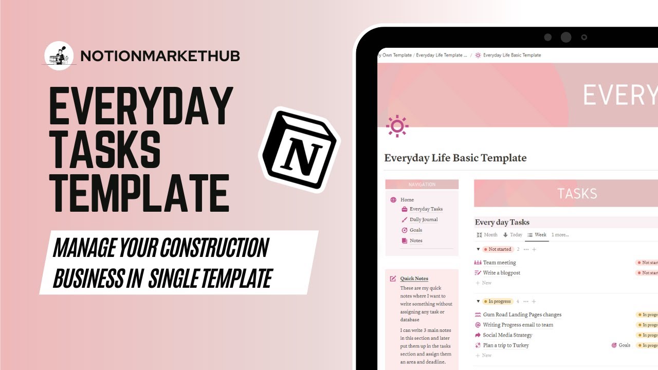 Notion Template for Everyday Tasks - YouTube