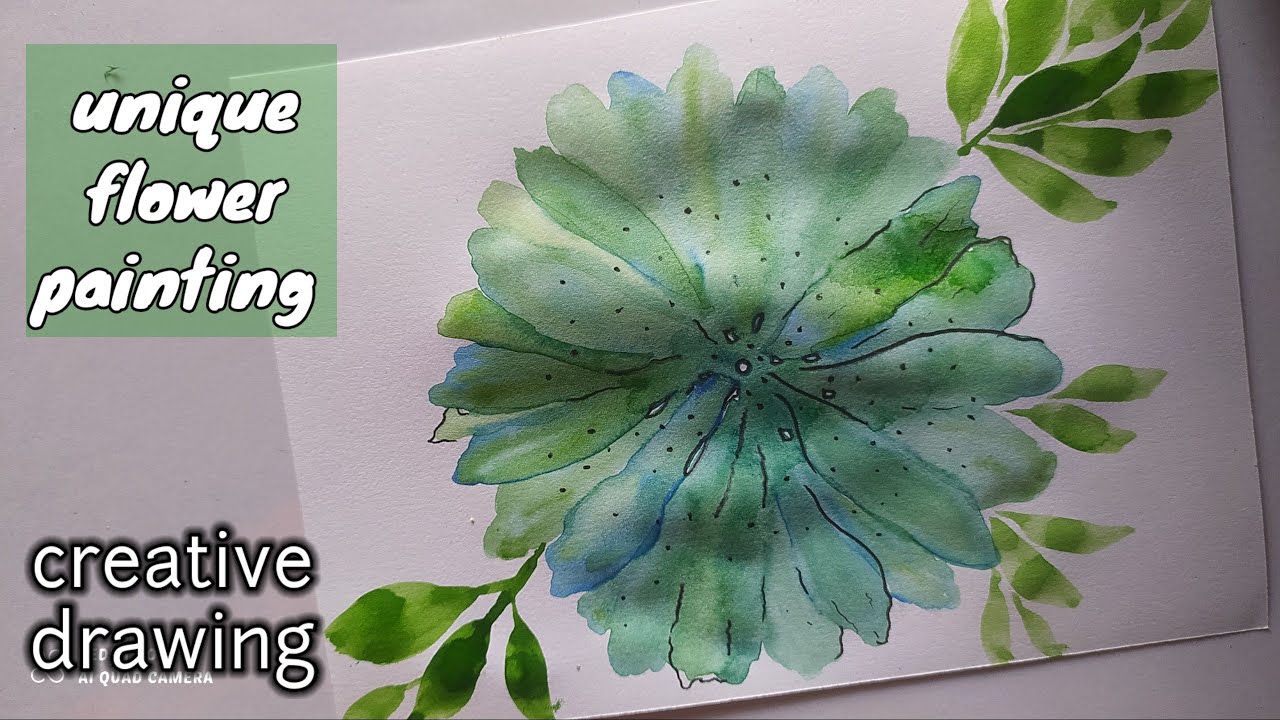 A unique flower painting 🌿💚|| step by step beautiful painting 🎨|| easy ...