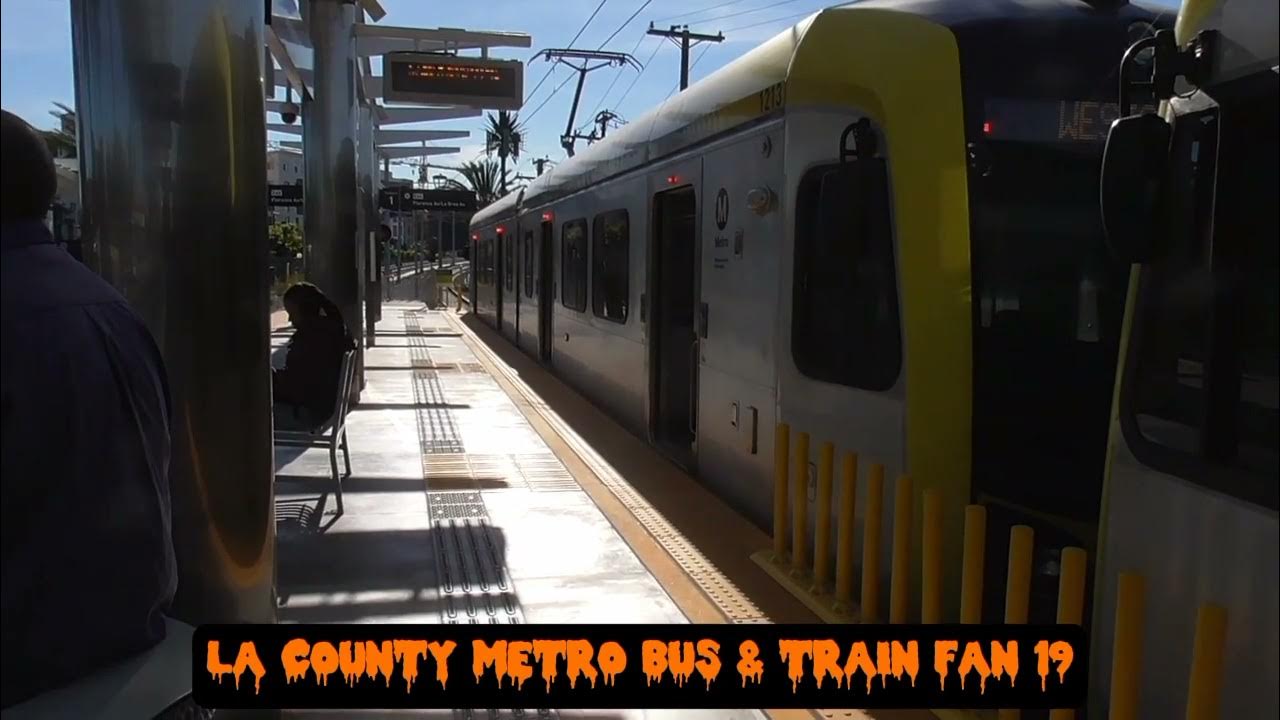 LACMTA METRO K LINE TRAIN ARRIVING and departing DOWNTOWN Inglewood station - YouTube