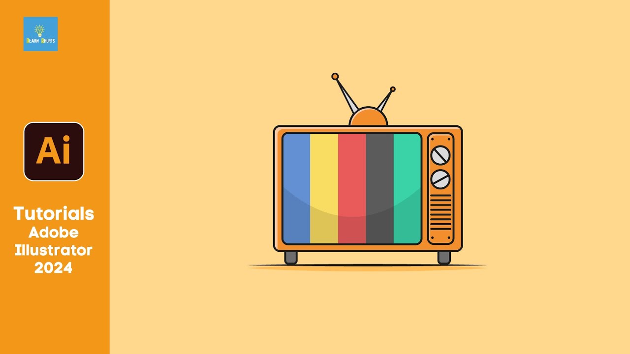Step-by-styp guide to draw TV in adobe Illustrator using basic ...