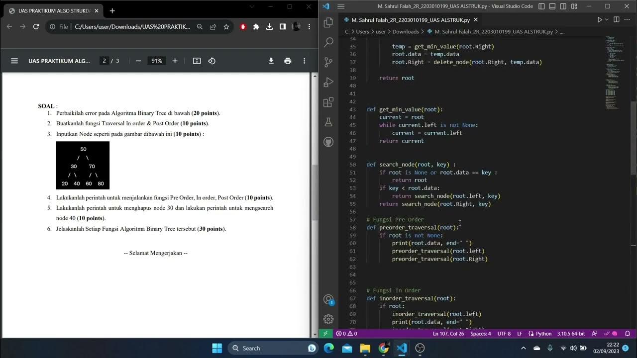 Binary Tree Algoritma And Struktur Data Python Youtube