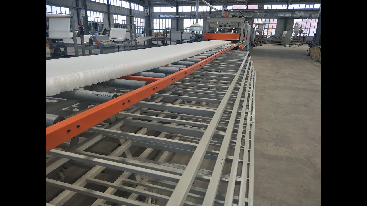One-step 100mm thickness EPE foam sheet production line - YouTube