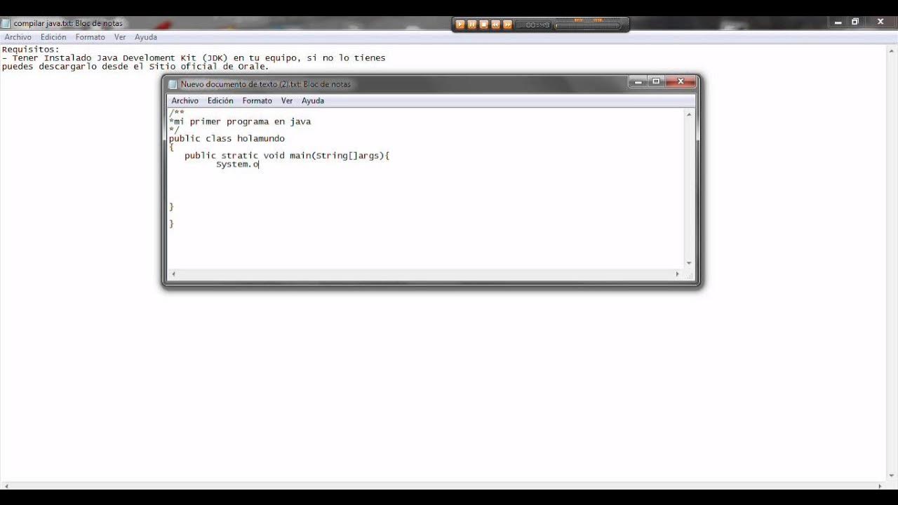 hola mundo en java desde bloc de notas en consola de windows - YouTube