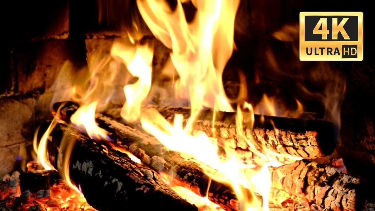 🔥 Fireplace at Night 4K. Cozy Fireplace (10 HOURS). Fireplace video ...